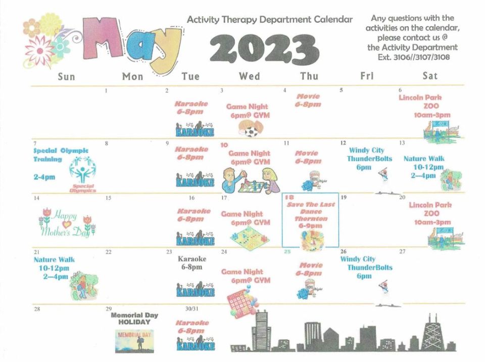 May, 2023 Ludeman Activity Calendar | Parents & Friends of the Ludeman ...